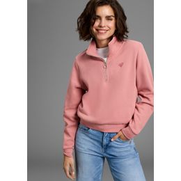 Laura Scott Damen Sweater, rosa, Gr. 48, bestickt, unifarben, angeraute Sweatware, Obermaterial: 60% Baumwolle, 40% Polyester, Sweatshirts, Modisch