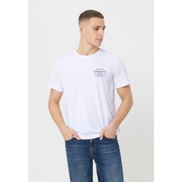 Street One MEN Herren T-Shirt, wei&szlig;, Gr. M, meliert, Web, 60% Baumwolle, 40% Polyester, Shirts, im soften Baumwoll-Mix