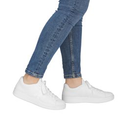 RIEKER SPORT Damen Plateausneaker, Gr. 44, wei&szlig;, Textil, unifarben, Schuhe, Slip-on Sneaker, Halbschuh, Freizeitsneaker mit aufgesetzter Schn&uuml;rung