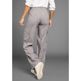 Kangaroos Damen Cargohose, grau, Gr. 34, kontrastfarbene Details, unifarben, Web, Obermaterial: 50% Baumwolle, 46% Polyamid, 4% Elasthan, Hosen,