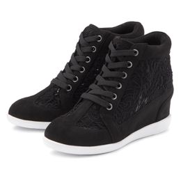 Lascana Damen Sneaker "Freizeitschuh, Keilstiefelette, Stiefelette", Gr. 36, blau, Obermaterial: 100% Textilmaterial. Decksohle: 100% Lederimitat.