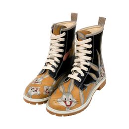 DOGO Damen Schn&uuml;rboots "Wb Longe Boots Schn&uuml;rstiefel Family Rocks Damen Stiefeletten", Gr. 36, bunt, Lederimitat, Schuhe, Handgefertigt