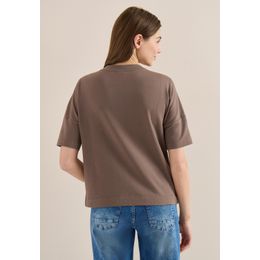 Cecil Damen T-Shirt, braun, Gr. M, unifarben, Web, 48% Baumwolle, 48% Modal, 4% Elasthan, Shirts, Rundhalsausschnitt