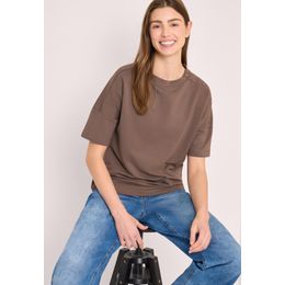 T-Shirt Cecil, Damen, Gr. L (42), urban taupe, Web, 48% Baumwolle, 48% Modal, 4% Elasthan, unifarben, comfort fit normal, Rundhals, B&uuml;ndchen, Shirts T-Shirt, Rundhalsausschnitt