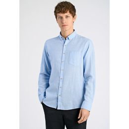 LINDBERGH Herren Leinenhemd "Leinenhemd Relaxed Fit", blau, Gr. L, Obermaterial: 55% Leinen, 45% Baumwolle, Hemden