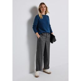 Street One Damen Stoffhoseschwarz, Gr. 42, kariert, Stoff, 64% Polyester, 33% Viskose, 3% Elasthan, Hosen, High Waist