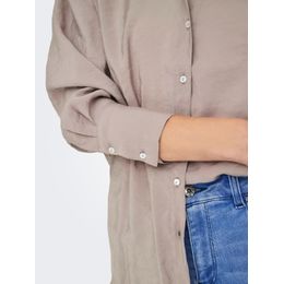 Only Damen Hemdbluse "ONLZAZIMA L/S LOOSE SHIRT WVN NOOS", silber, Gr. XL, unifarben, Web, Obermaterial: 84% Modal, 16% Polyester, Blusen
