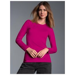 TRIGEMA Damen Longsleeve "TRIGEMA Langarmshirt", pink, Basic, Gr. S, Feinstrick, 95% Baumwolle, 5% Elastan, Shirts