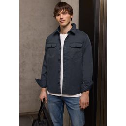 Street One MEN Herren Kurzjackeschwarz ink blau, Gr. L, unifarben, Web, 98% Baumwolle, 2% Elasthan, Jacken, mit Brusttaschen