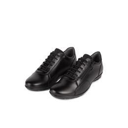 Geox Herren Schn&uuml;rschuh "UOMO SYMBOL", Gr. 41,5, schwarz, Leder, Textil, Schuhe, Business Schuh, Sneaker mit zus&auml;tzlichem Au&szlig;enrei&szlig;verschluss