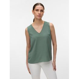 V&eacute;ro Moda Shirttop VERO MODA "VMALVA S/L V-NECK TOP WVN NOOS", Damen, Gr. M, laurel wreath, Web, Obermaterial: 100% Polyester, unifarben, regular fit normal, V-Ausschnitt, Tops Shirttop, Kunstfaser, regular fit