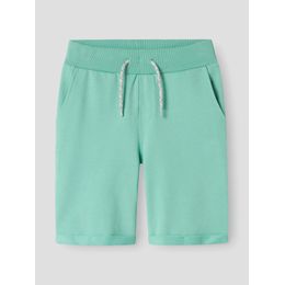 name it Jungen Sweatshorts "NKMVERMO LONG SWE SHORTS UNB F NOOS"creme de menthe (blank), Gr. 92, angeraute Sweatware, Obermaterial: 100% Baumwolle,
