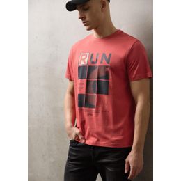 T-Shirt Street One MEN, Jungen, Gr. L (42), dull coral, Web, 100% Baumwolle, bedruckt, normal normal, Rundhals, abgesteppt, Shirts T-Shirt, aus reiner Baumwolle