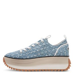 Tamaris Damen Plateausneaker "Milena", Gr. 37denim, pailletten, Synthetik, Textil, unifarben, Schuhe, Freizeitschuh, Halbschuh, Schn&uuml;rschuh in