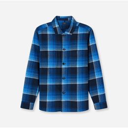OLYMP Herren Hemdjackemarine, Gr. M, kariert, Web, Obermaterial: 100% Baumwolle, Jacken, Overshirt, pflegeleicht, Karomuster