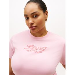 Damen T-Shirt "CRV FUN GRAPHIC REG C-NK SS TEE", rosa, Gr. 50, Tommy Hilfiger Curve, bedruckt, Single Jersey, Obermaterial: 100% Baumwolle, Shirts,