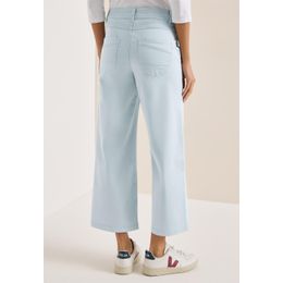 Cecil Damen Culotte, blau, Gr. 38, unifarben, Web, 96% Baumwolle, 4% Elasthan, Hosen, High Waist
