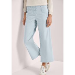 Cecil Damen Culotte, blau, Gr. 36, unifarben, Web, 96% Baumwolle, 4% Elasthan, Hosen, High Waist