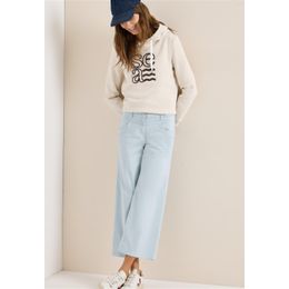 Cecil Damen Culotte, blau, Gr. 34, unifarben, Web, 96% Baumwolle, 4% Elasthan, Hosen, High Waist