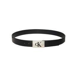 Calvin Klein Herren Lederg&uuml;rtel "SSNL MONO PLAQUE 35MM FIXED", schwarz, Gr. 125, unifarben, Web, Rindsleder, G&uuml;rtel, Gr&ouml;&szlig;enverstellbar mit