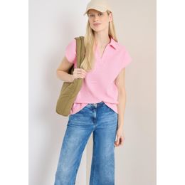 Poloshirt Cecil, Damen, Gr. L (42), light blush rose, Web, 69% Baumwolle, 31% Polyester, Strukturmuster, comfort fit normal, hoch geschlossener Ausschnitt, abgesteppt, Shirts, mit Struktur-Optik