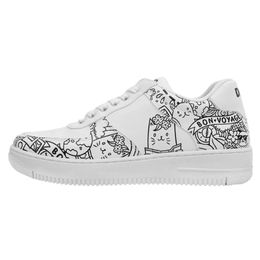 DOGO Damen Sneaker "Dice Low-Top Sneaker Daisy Stripes Damen Sneaker, Dice Low-Top", Gr. 36, schwarz-wei&szlig;, Lederimitat, Schuhe, Handgefertigt