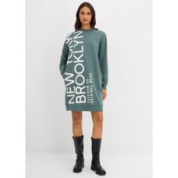 bonprix Oversize-Sweatkleid aus weichem Baumwoll-Mix, gr&uuml;n, Gr.44/46 (L), L&auml;ssiges Sweatkleid aus weichem Baumwoll-Mix mit seitlichen Taschen, 60% Baumwolle