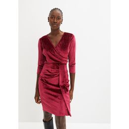 bonprix Minikleid, rot, Gr.36/38 (S), Modern und feminin: Samtkleid in Wickeloptik mit besetzten Strasssteinen und Raffungsdetails machen dieses Kleid perfekt f&uuml;r besondere Anl&auml;sse.