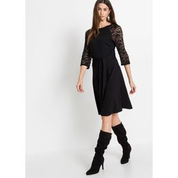 bonprix Jerseykleid, schwarz, Gr.52/54 (XXL), Modisches Jerseykleid mit Spitzen&auml;rmeln