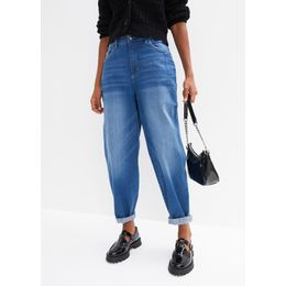 bonprix Barrel-Jeans High Waist Bio-Baumwolle, blau, mit Baumwolle