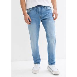bonprix Leichte Regular Fit Stretch-Jeans mit elastischem Bund Straight (2er Pack), blau, Gr.44, Bequeme Schlupfjeans mit Stretchanteil und angesagtem Stone-Wash-Effekt im 2er Pack, grau denim: 82% Baumwolle (organic)