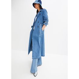 bonprix Denim Trenchcoat, blau, 100% Baumwolle