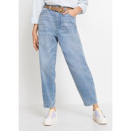 bonprix Barrel-Jeans High Waist Bio-Baumwolle, blau, mit Baumwolle