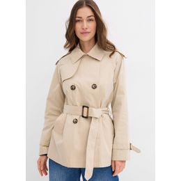 bonprix Kurze Trenchjacke, gr&uuml;n, Gr.48, Klassischer Trenchcoat in neuer L&auml;nge, 65% Baumwolle