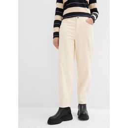 bonprix Cordhose in Barellform, beige, Gr.54, Barrelhose aus Baumwoll-Mix in 7/8-L&auml;nge. Mit elastischem Bund und aufgesetzten Ges&auml;&szlig;taschen., 98% Baumwolle