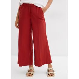 bonprix Culotte mit elastischem Bund aus Viskose-Mix, rot, Gr.36, Kn&ouml;chellange Hose mit weitem Bein und mittelhohem Bund , seitlichen Taschen und aufgesetzter Ges&auml;&szlig;tasche. Frontverschluss mit Rei&szlig;verschluss und Knopf, aus Viskose