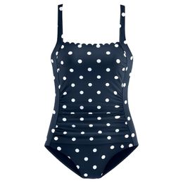 Lascana Damen Lascana Badeanzug &raquo;Jada&laquo; mit Wellenkante und Shaping-Effekt blau 40, Cup D