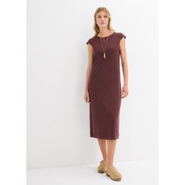 bonprix Midikleid in Strickoptik, braun, Viskose