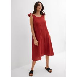bonprix Tr&auml;gerkleid aus weichem Musselin, rot, Gr.40, Wadenlanges Web-Kleid mit auff&auml;lligem Bindedetail am R&uuml;cken, 100% Baumwolle