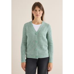 Cardigan Cecil, Damen, Gr. M40, jewel gr&uuml;n melange, Web, 58% Baumwolle, 20% Polyacryl, 20% Polyester, 2% Nylon, meliert, normal normal, V-Ausschnitt, Rippb&uuml;ndchen, Strickjacken, im soften Baumwoll-Mix