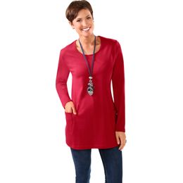 CR&Eacute;ATION L Damen Longshirt mit aufgesetzten Taschen rot Gr&ouml;&szlig;e 46