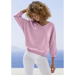 Vivance Fledermauspullover pink Gr. 36/38 f&uuml;r Damen. Mit V-Ausschnitt. Figurumspielend