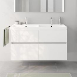 evineo ineo5 evo Unterschrank B: 118 cm, 4 Ausz&uuml;gen, mit Griffmulde, f&uuml;r Villeroy & Boch Avento Doppelwaschtisch,, BE0726WH,