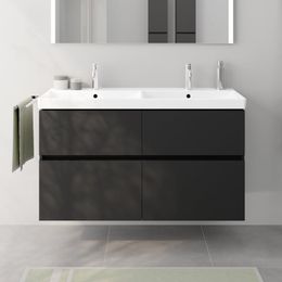 evineo ineo5 evo Unterschrank B: 118 cm, 4 Ausz&uuml;gen, mit Griffmulde, f&uuml;r Villeroy & Boch Avento Doppelwaschtisch,, BE0726BM,
