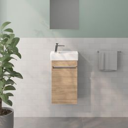 evineo ineo5 evo Unterschrank B: 33 cm, 1 T&uuml;r, mit Griffmulde, f&uuml;r Villeroy & Boch Avento Handwaschbecken,, BE0721OA,