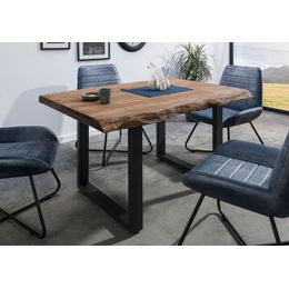 Baumtisch Sheesham 160x90x77 grau gebeizt / U-Beine anthrazit matt FREEFORM 5
