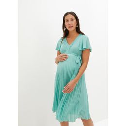 bonprix Umstandskleid aus zartem Georgette, gr&uuml;n, Gr.50, Elegantes Umstandskleid mit plissiertem Rock