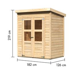 Karibu Ger&auml;tehaus &raquo;Roan&laquo; - 182x126x219cm - naturfarben - Fichtenholz / Holz / Glas