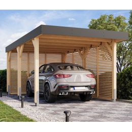 Karibu Einzel-Carport - 312x487x246,5cm - braun - Fichtenholz