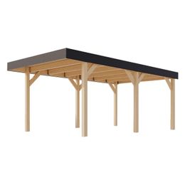 Karibu Einzel-Carport - 312x487x246,5cm - braun - Fichtenholz